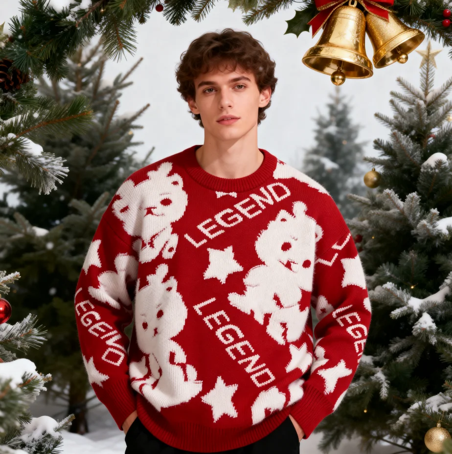 Men's Casual Crew Neck Pullover Sweater Custom with Cute Dragon ...