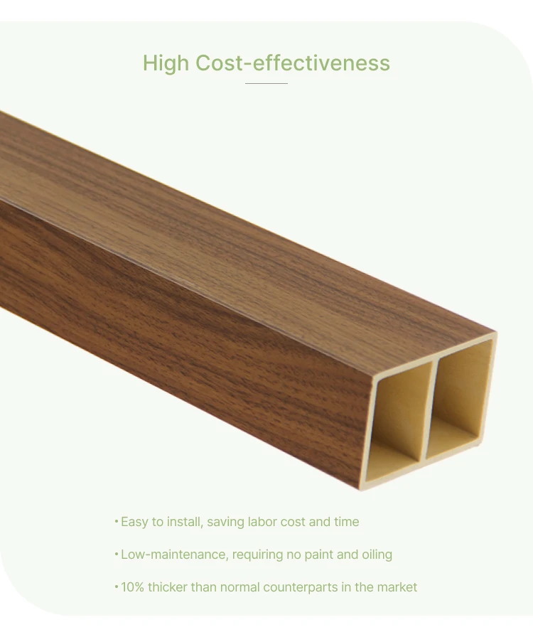 FOJU Decorative Square Tube WPC Wood Plastic Composite Fangtong WPC ...