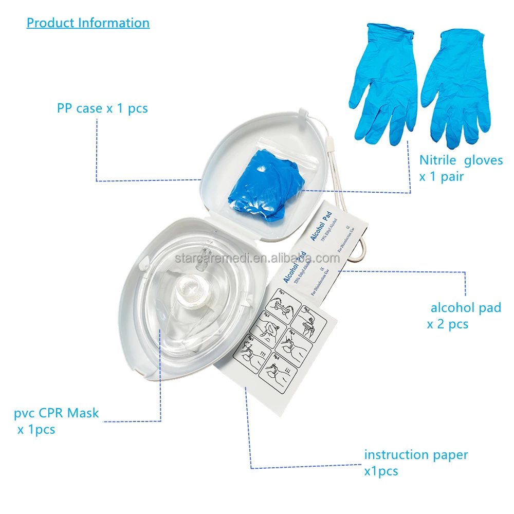 Pocket Resuscitator Kit Adult/Child CPR Mask One Way Valve Hard Case ...