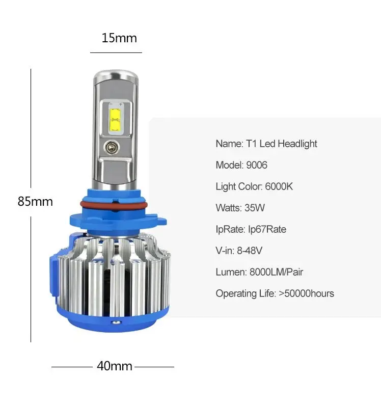 12v 80w 8000lm T1 Led Headlight Led Bulb Parts Led Light Parts H7 H11 ...
