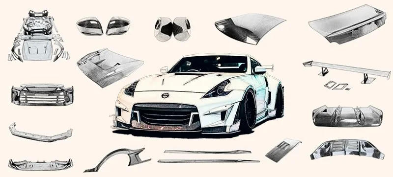 For Nissan Carbon Fiber Z34 370z Front Bumper Fang Cover High Quality ...