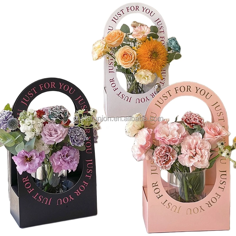 Folding Handheld Flower Box Fresh Flower Packaging Baskets Bouquet ...