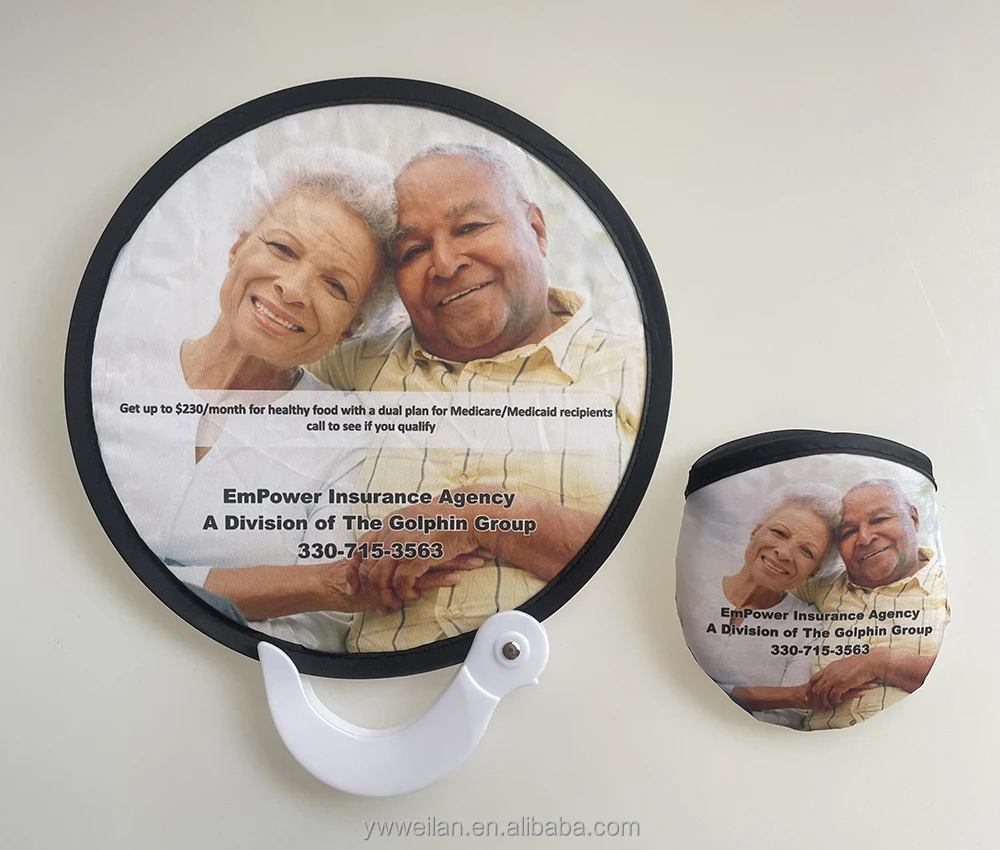 Personalized Round Nylon Folding Hand Fan - Portable & Custom OEM