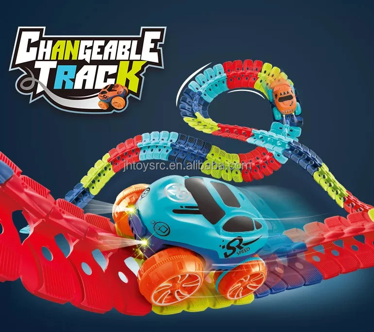 Trending Product 46pcs Diy Assembled Flexible Rail Racing Car Electric ...