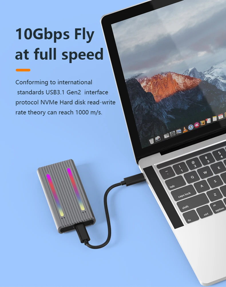 Aluminum External SSD Enclosure Case RGB USB-C USB C Type C USB 3.1 ...