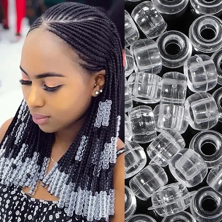 Hot Selling 100 Pcs 9mm 12 Mm Big Hole Transparent Clear Plastic Hair ...