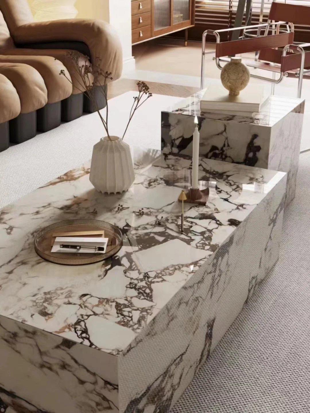 Modern Simple Design Sintered Stone Calcatta Viola Marble Look Square ...