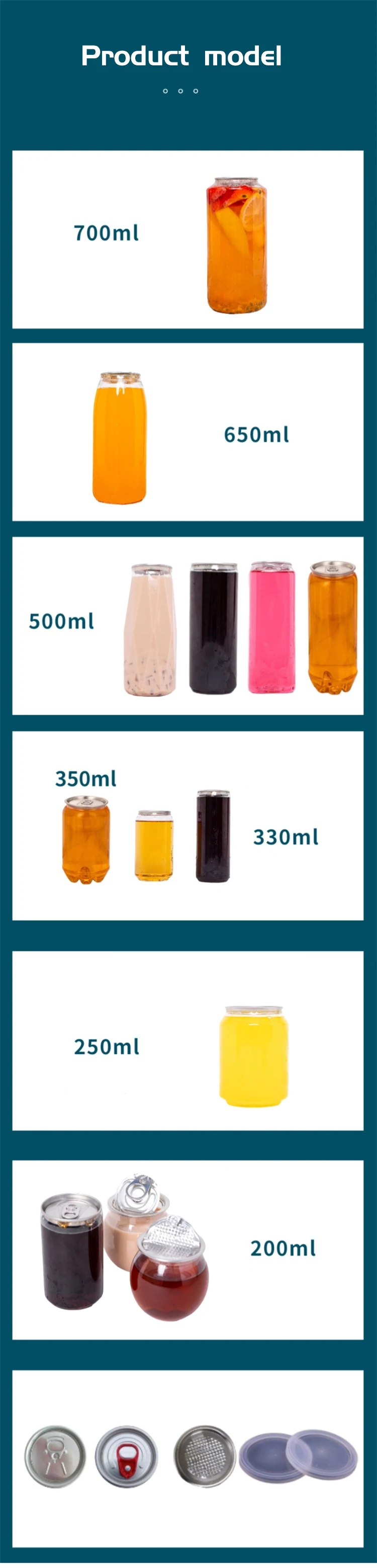 Transparent Pet Plastic Easy Open Beverage Cans With Aluminium Lid For ...