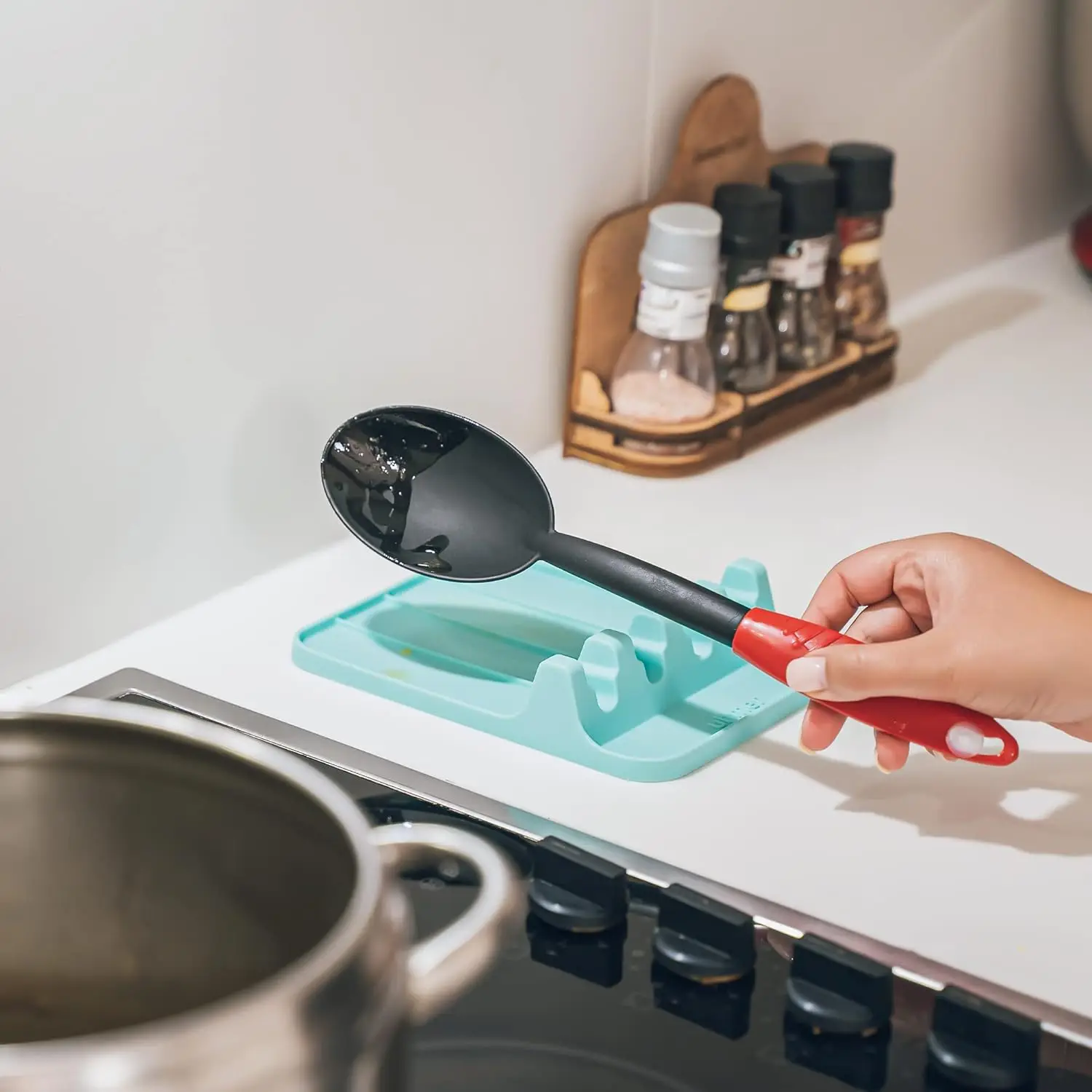 Silicone Utensil Rest With Drip Pad Large Spoon Rest For Stove Top ...