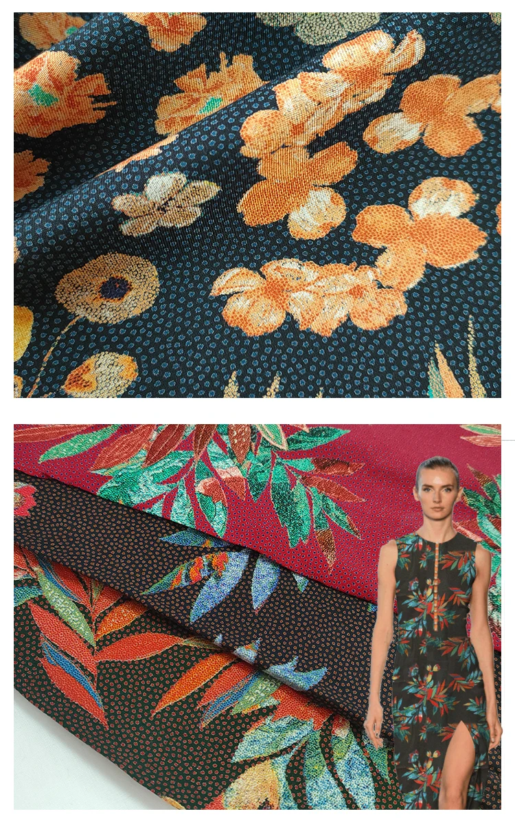 Customized Floral Discharge Printed Rayon Challis 100% Viscose Rayon ...