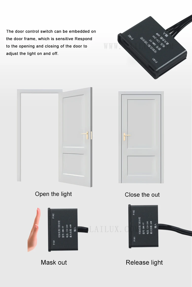Double Door 12V/24V 5A LED Light Switches with IR Sensor