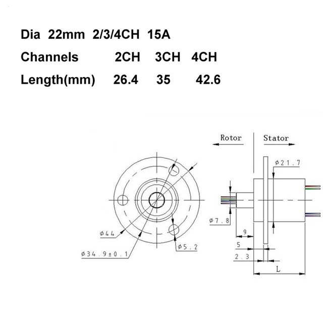 Dia.22mm Capsule Slip Ring 2/3/4/6/8//10/12/18/24ch Circuits 2a/5a/10a ...
