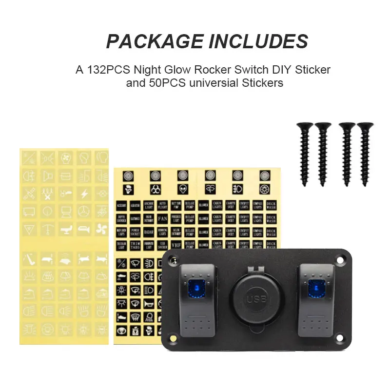 2 Gang Rocker Switch Panel with 4.2 Amp Dual USB Charger