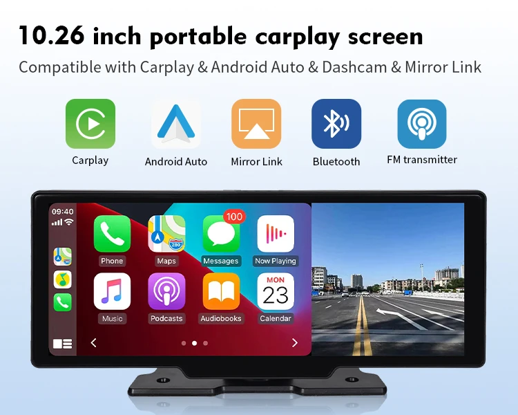 2024 Hot Sale 10.26 Inch Portable Universal Touch Screen Wireless ...