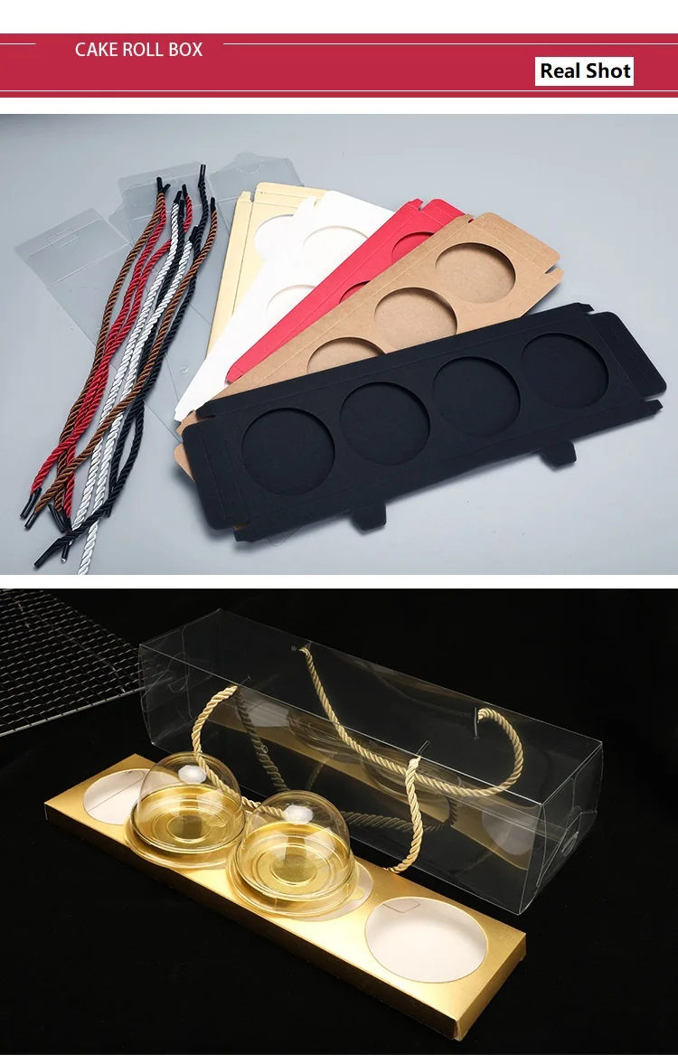 XJH 3 4 Hole Clear Acetate Pastry Box Portable Egg Yolk Puff Cake ...