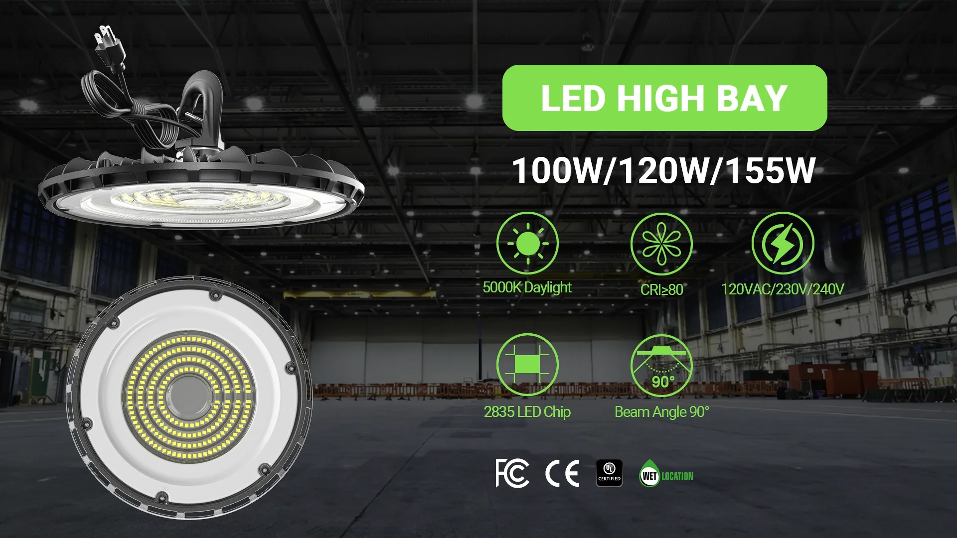 Industrial Waterproof Ip65 Industrial 100w 150w 200w Ufo Led High Bay ...