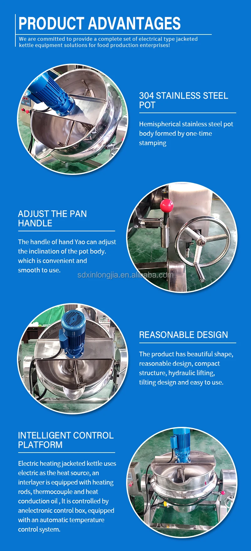 50L 100L 200L Electric Heating Wholesale Jacket Kettle Food Big Batch ...