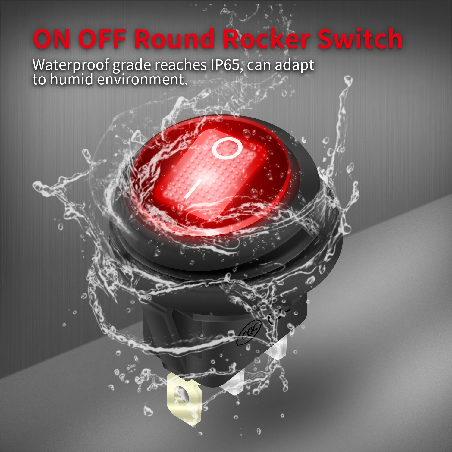 12V 20A Waterproof Round Rocker Switch - KCD1 Series ON-OFF SPST for ...