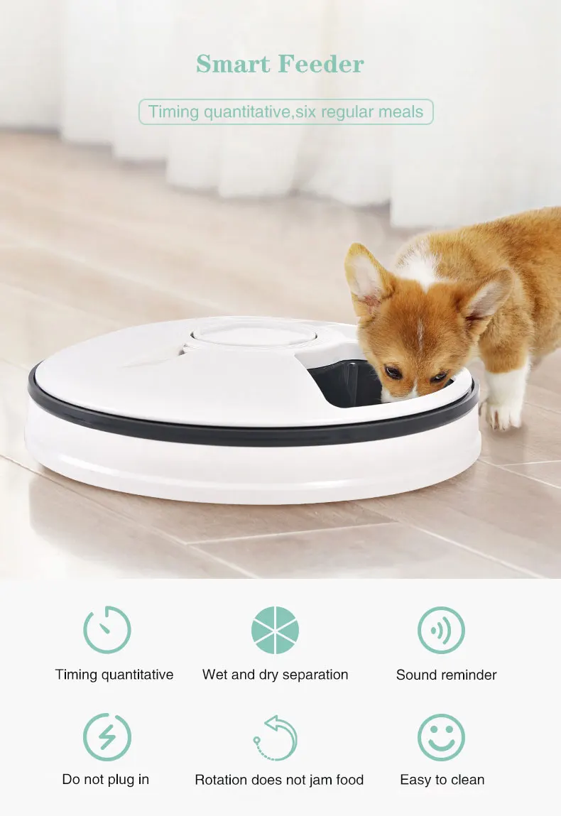 6 Meal Automatic Pet Feeder Food Dispenser With Digital Timer And Music ...