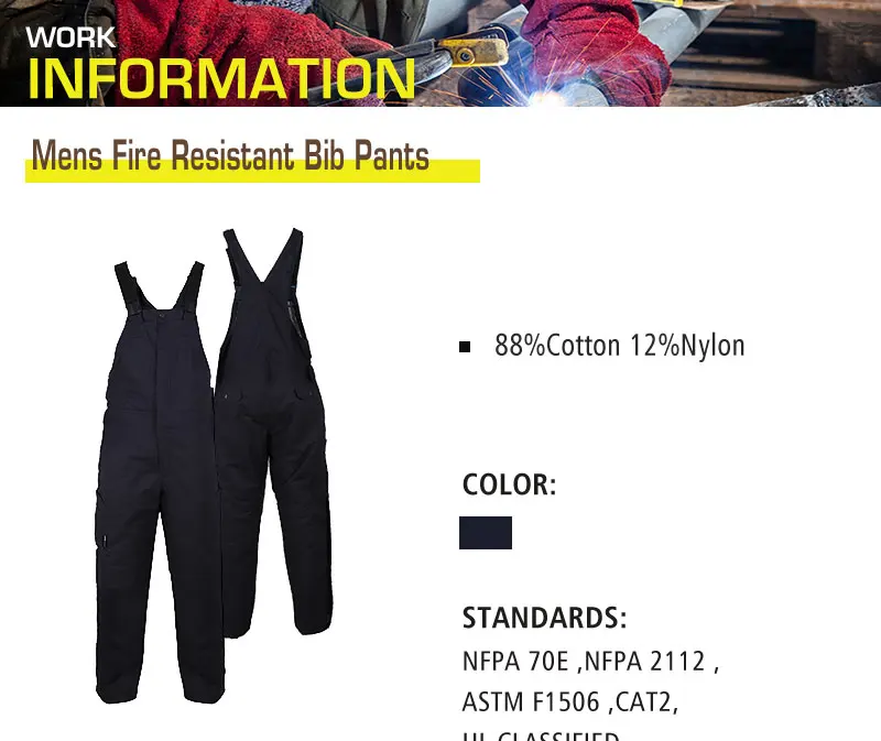 Fireproof Work Clothes Frc Clothing Fire Retardant Bib Overalls Pants ...