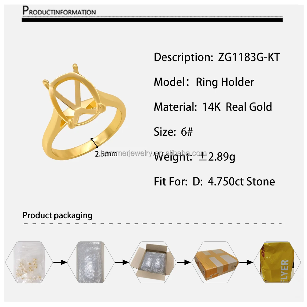 Wholesale Real 14K Gold Semi Mount Rings Empty Engagement Wedding Ring ...