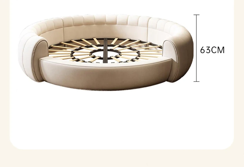 Italian Light Luxury Round Bed Ins Puff Cream Breeze Deluxe