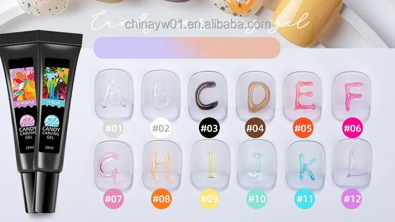 12 Colors 15g/ml Transparent 5d Nail Soft Candy Jelly Gel Candy Carving ...