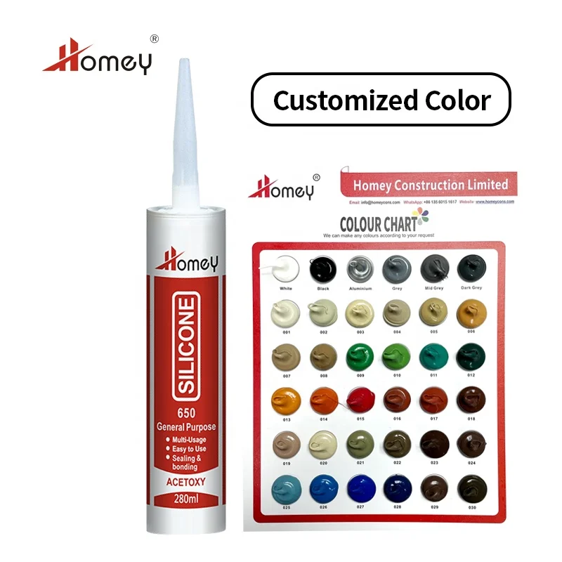 Homey 650 Rtv Gp Acetate Acetic Silicone Sealant Glass Silicone ...