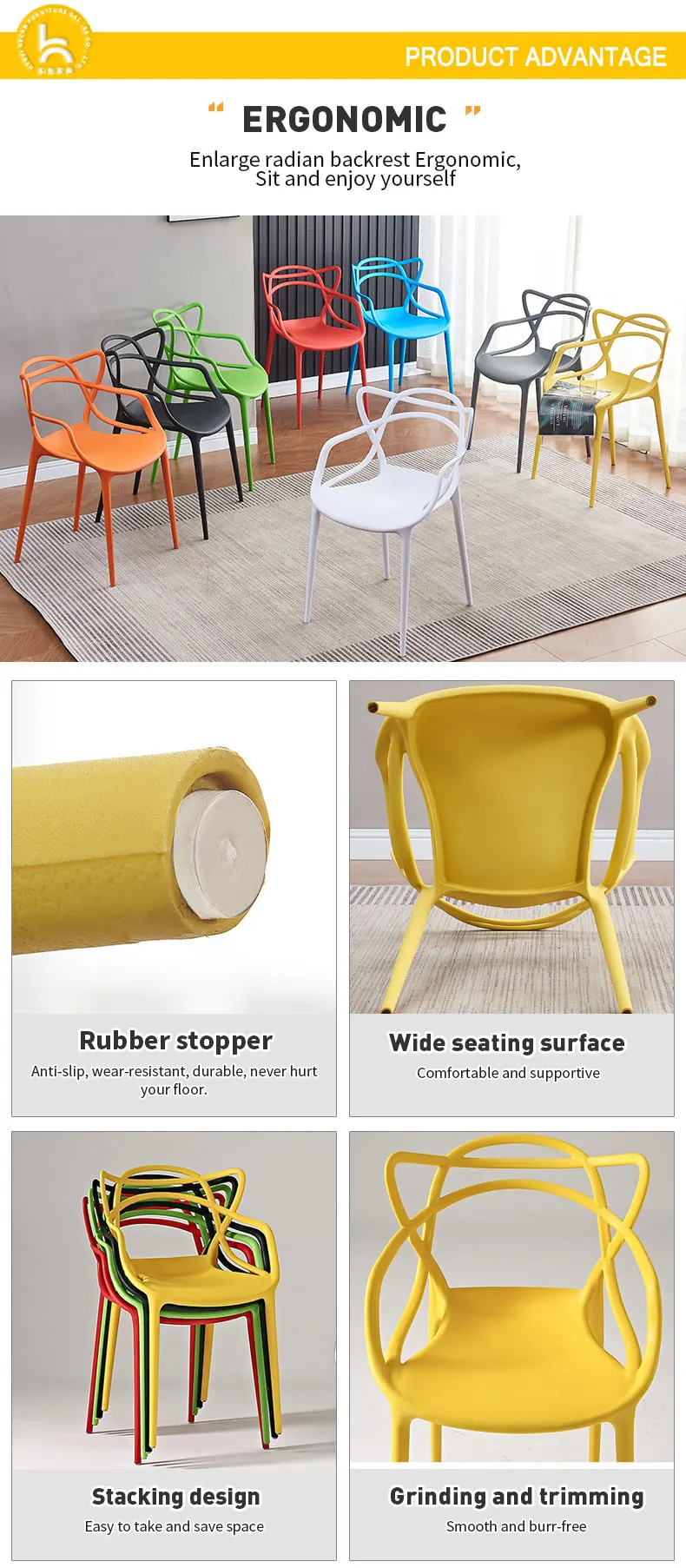 Modern Design Plastic Chairs For Restaurants And Coffee Shop Cat Ears ...
