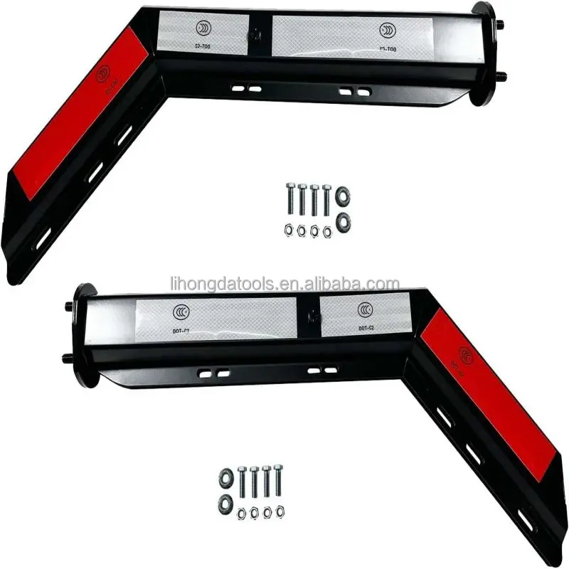 Black Angled Spring Loaded Mud Flap Hanger Bracket Set