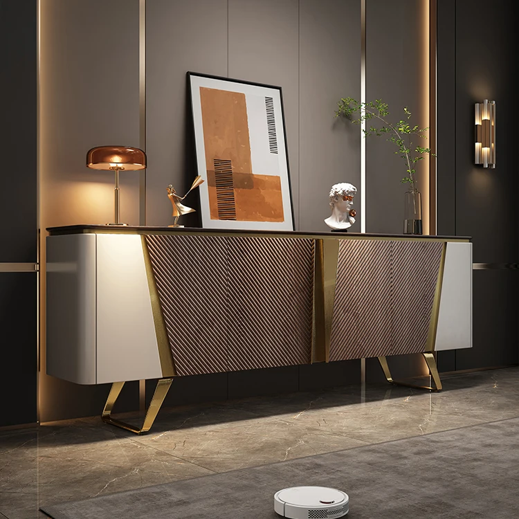 Simple Luxurious Modern Entrance Cabinet Solid Wood Dining Room Cabinet ...