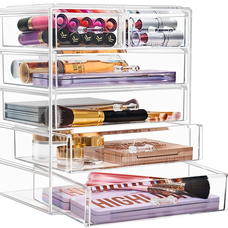 Clear Cosmetics Makeup Organizer Big Spacious Acrylic Display Case ...
