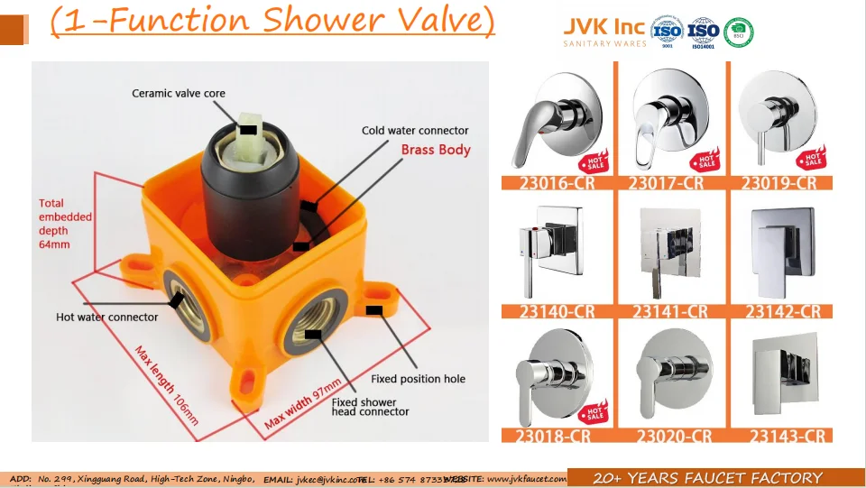 Bathroom in-Wall 5 Way Concealed 3 Function Bath Shower Faucet Body ...