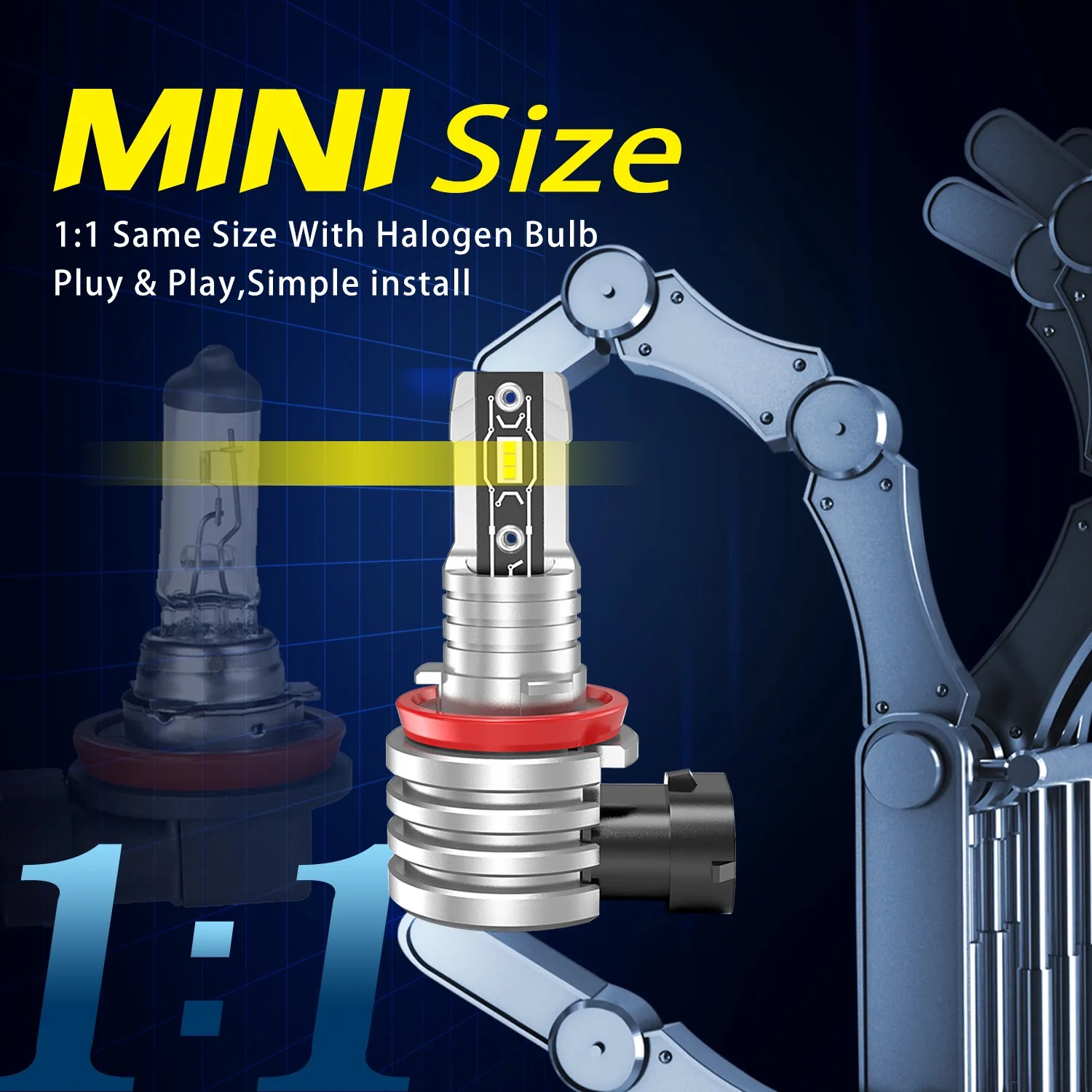 Mini Size Plug Play H7 Led Headlight H4 Car Auto Led Headlight Bulb H1 ...