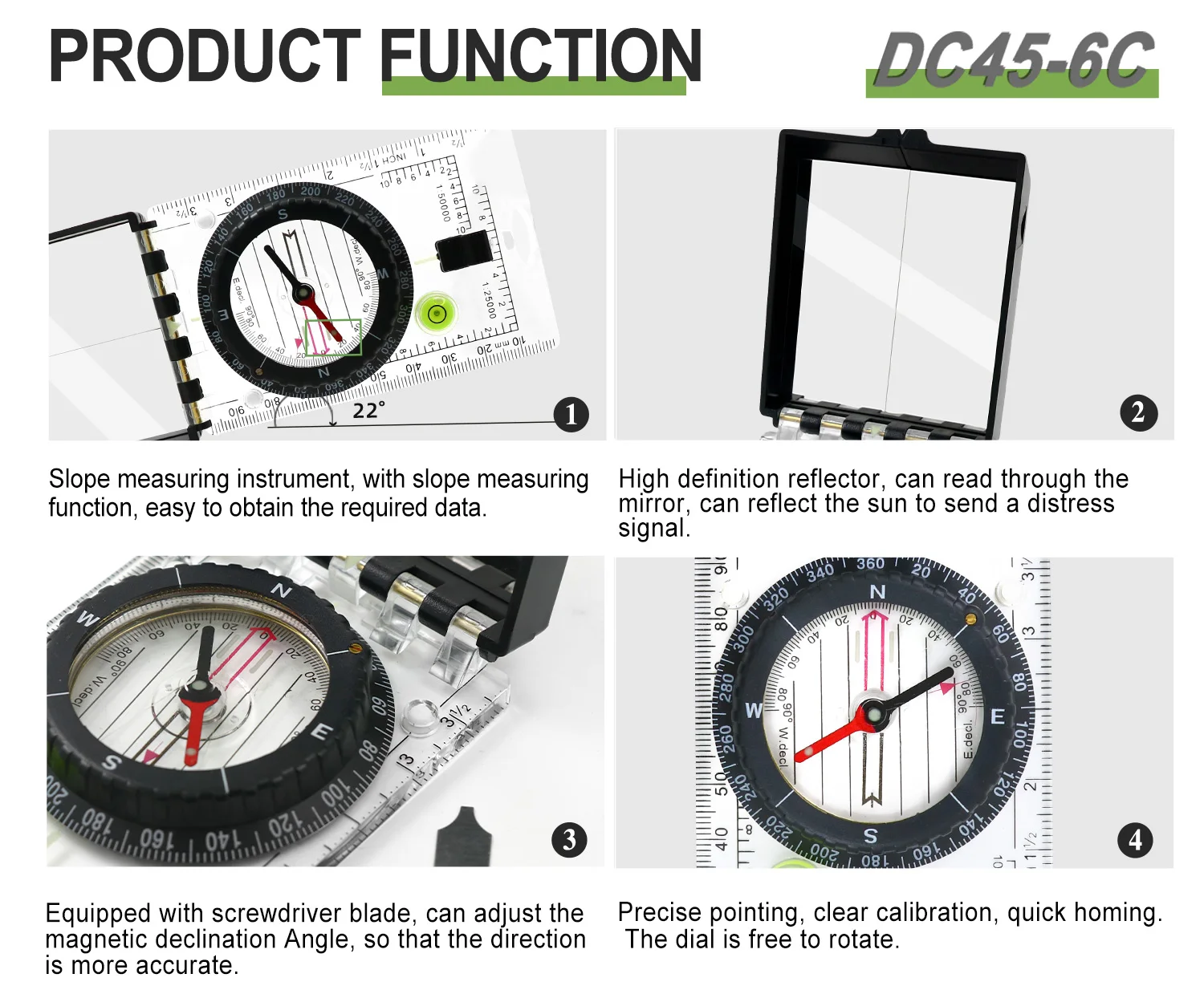 New High Quality Acrylic Compass Map Measuring Ruler Plastic Luminous ...