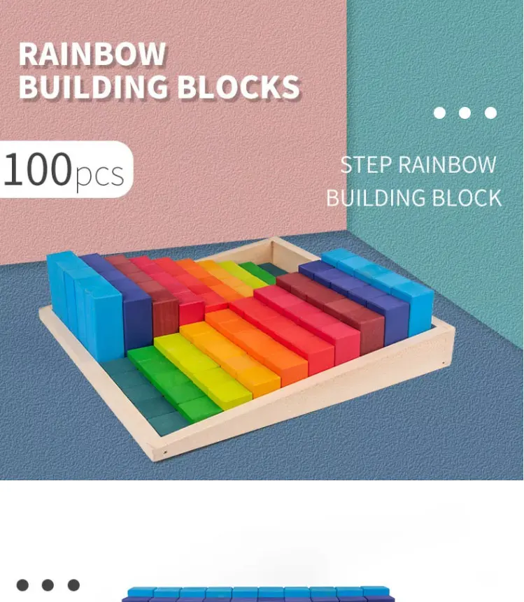 Custom Children Wooden Rainbow Diy Building Stacking Puzzle Blocks ...