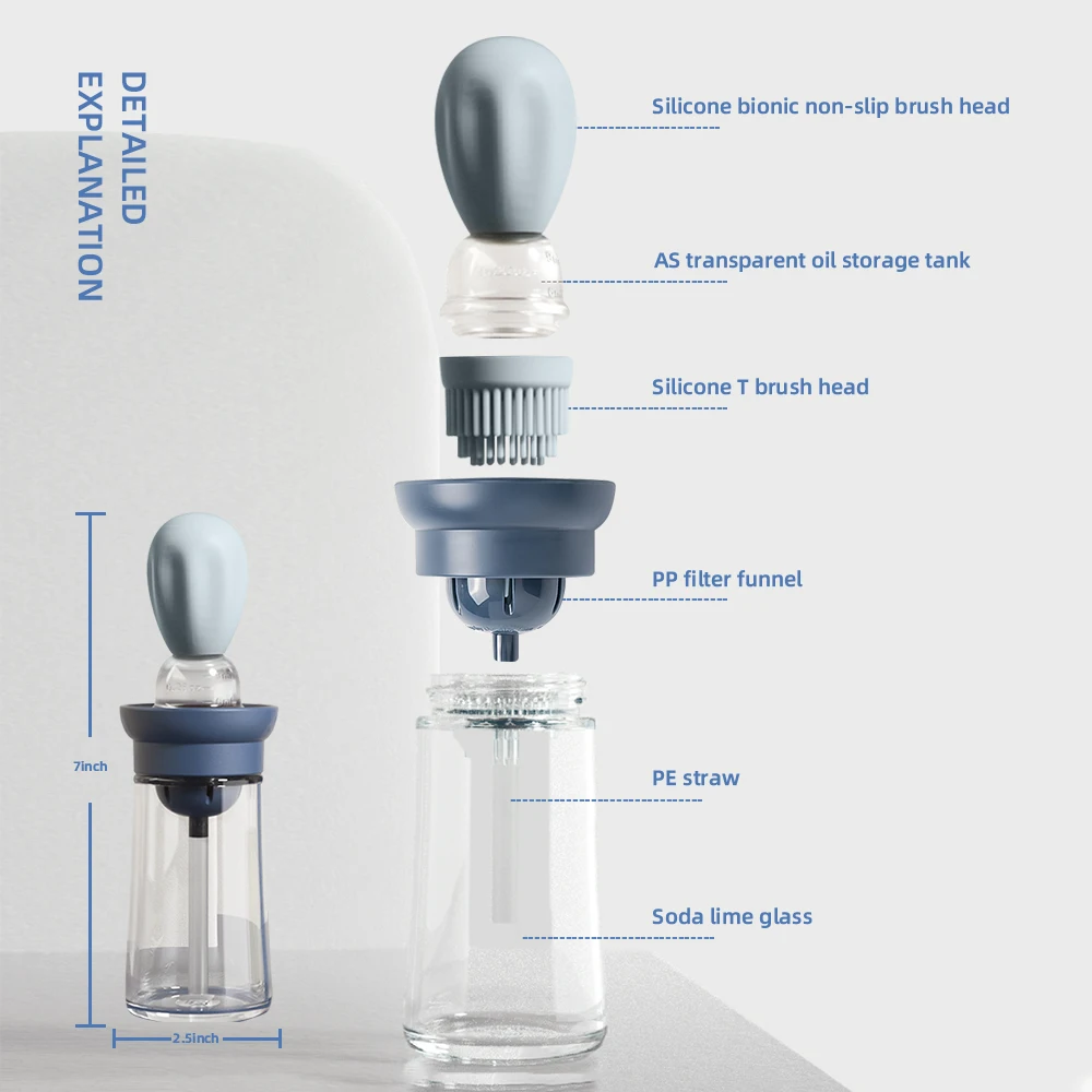 Glass Olive Oil Dispenser Brush 2 In 1 Portable Oil Dispenser Silicone ...