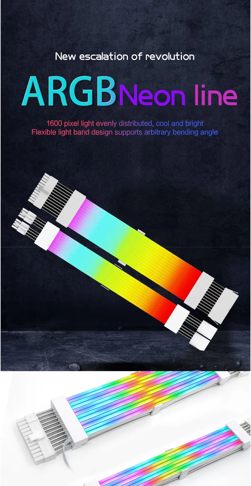 Gpu Extension Cable Argb Plus Rainbow Neon Line Led Light Cover Atx ...