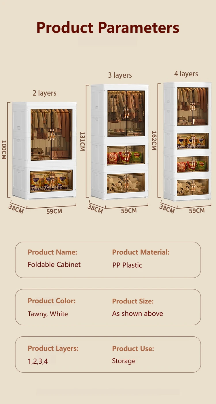 Sesame Household Storage Cabinet Double Door Open Foldable Wardrobe ...