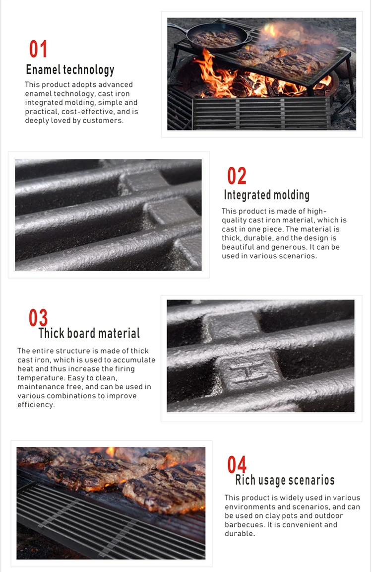 Commercial Kitchen Heavy-Duty Cast Iron Grill Gas Powered for Outdoor ...