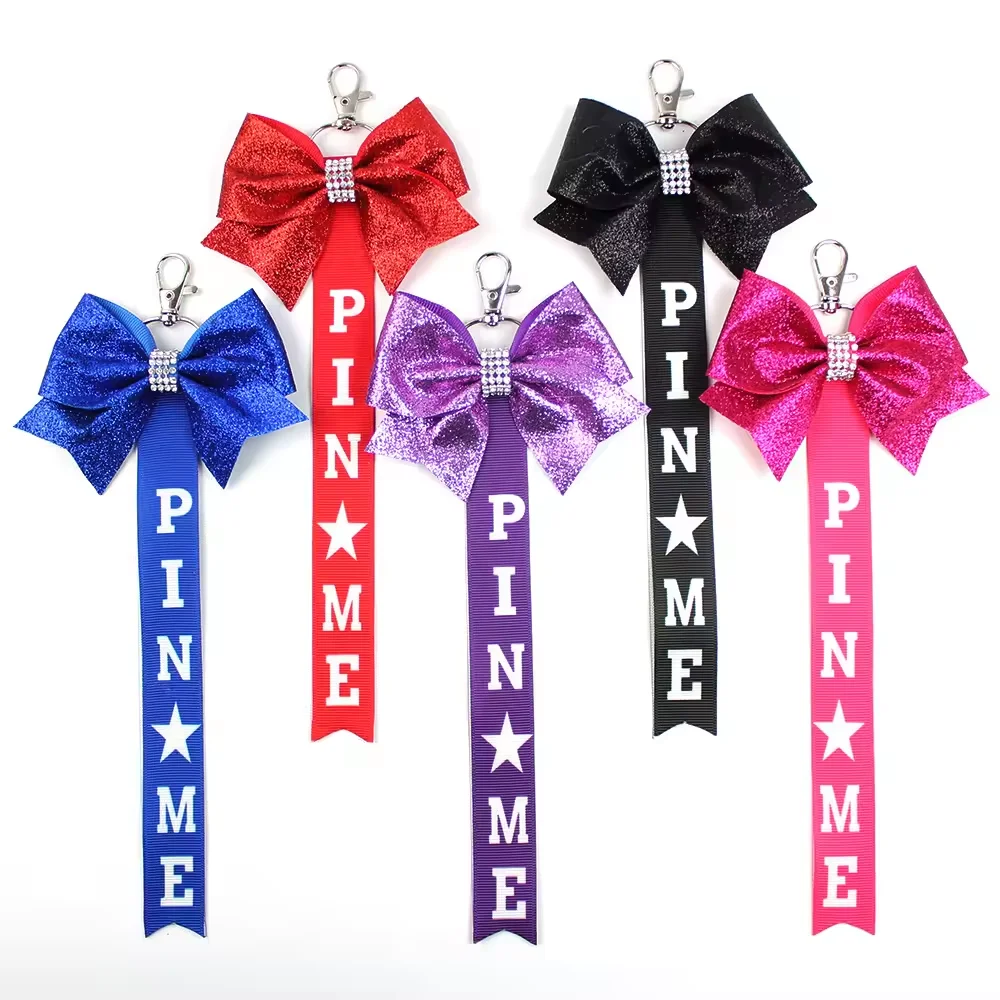 Ribbon Keychain School Teen Cheerleader Keyrings Pin Me Bag Tag Bow ...