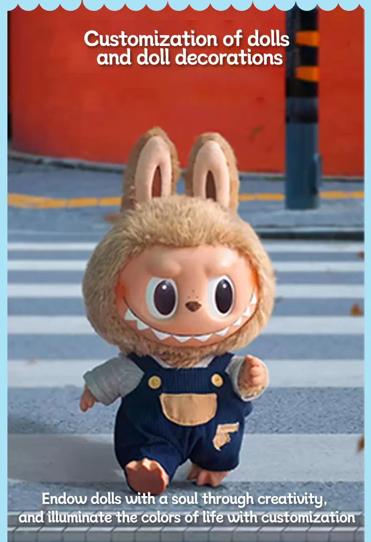 17cm Labubu Wholesale Plush Monster Dress up Toy OB11 Dinosaur Doll ...