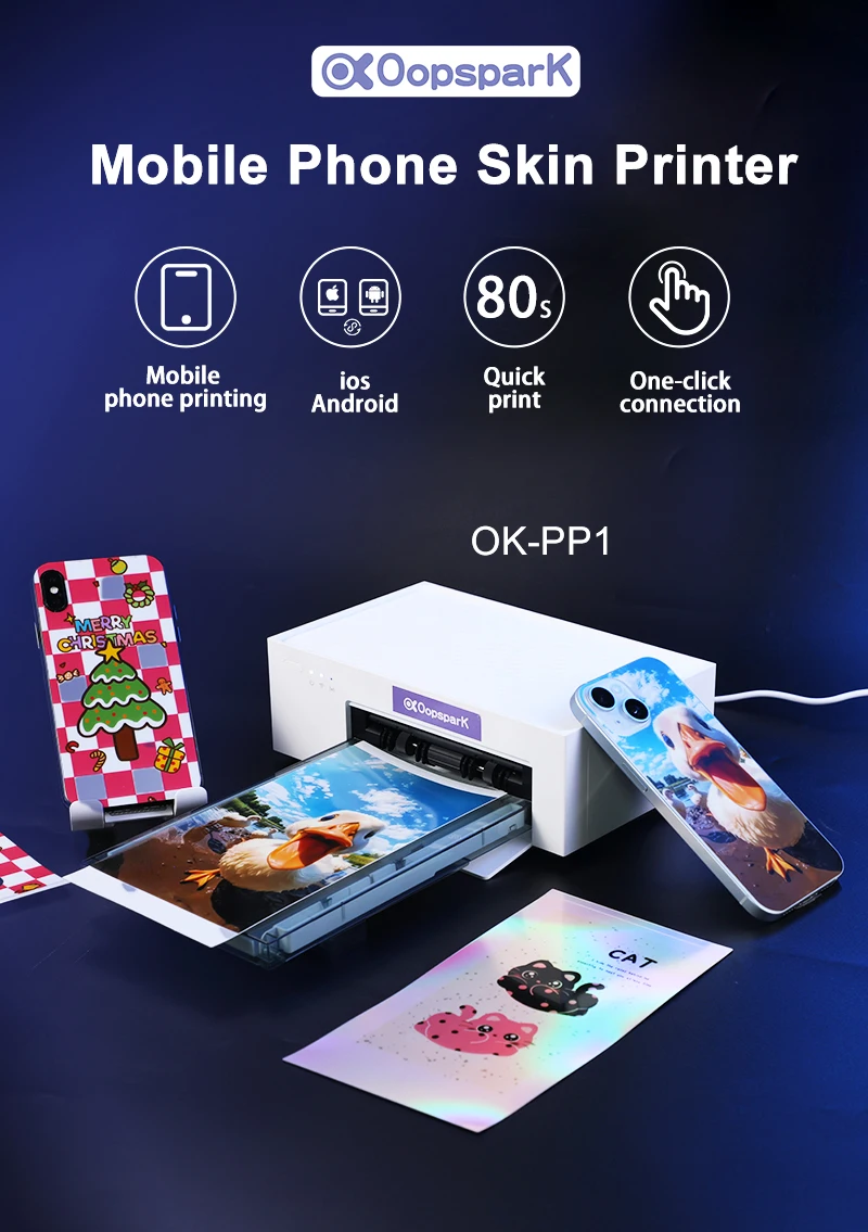 Oopspark 2024 Photo Printer - 300DPI Mobile Phone Skin Printer