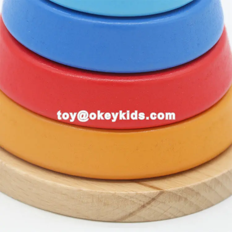 Montessori Wooden Rainbow Wooden Ring Stacker Toy for Infants and ...