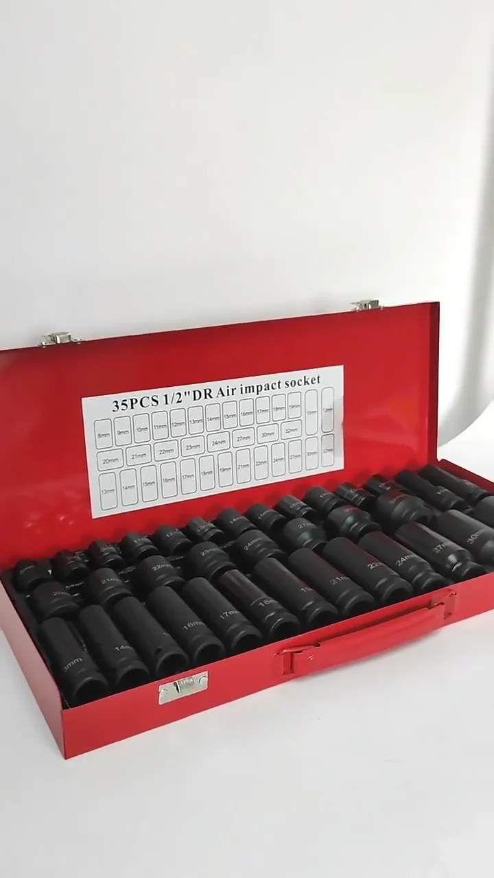 1/2 Inch Drive Deep Set Socket Wrench Kit 23pcs Portable Heavy Duty Car ...