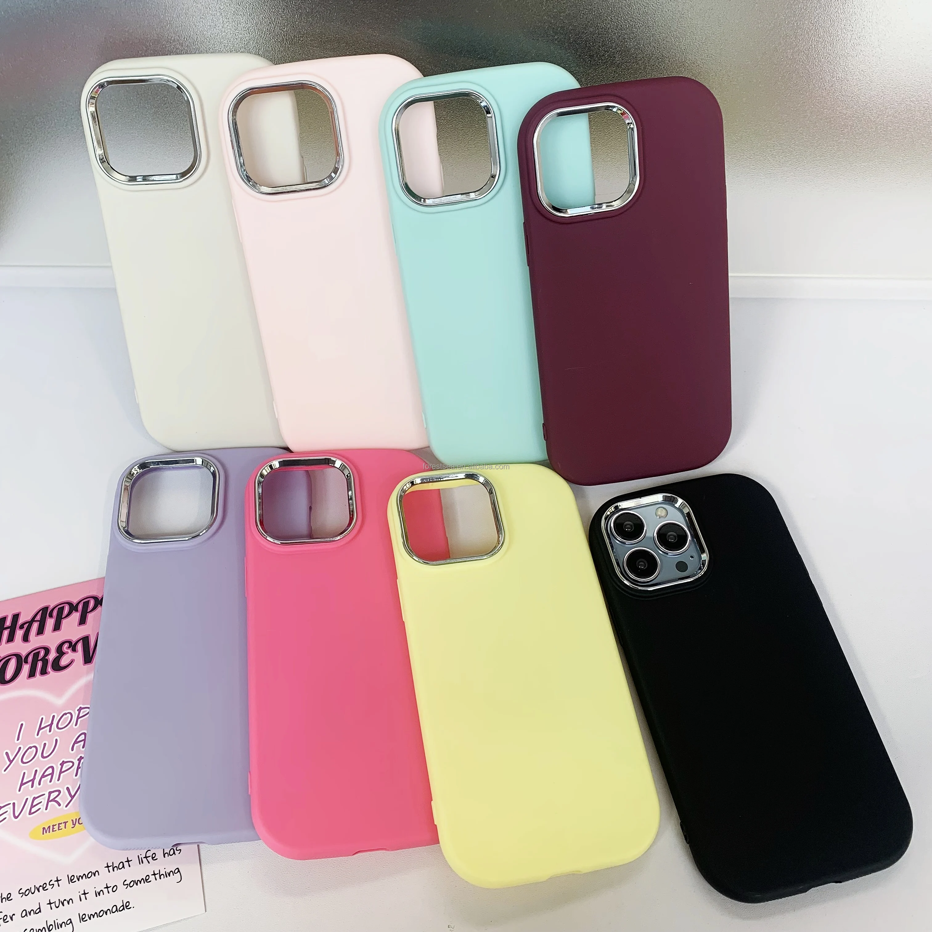 Custom Pure Color Electroplated Camera Frame Phone Case