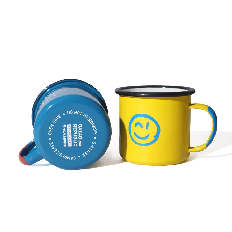 Custom Retro Enamel Cup Manufacturer Thickened Curled Enamel Mug Enamel ...