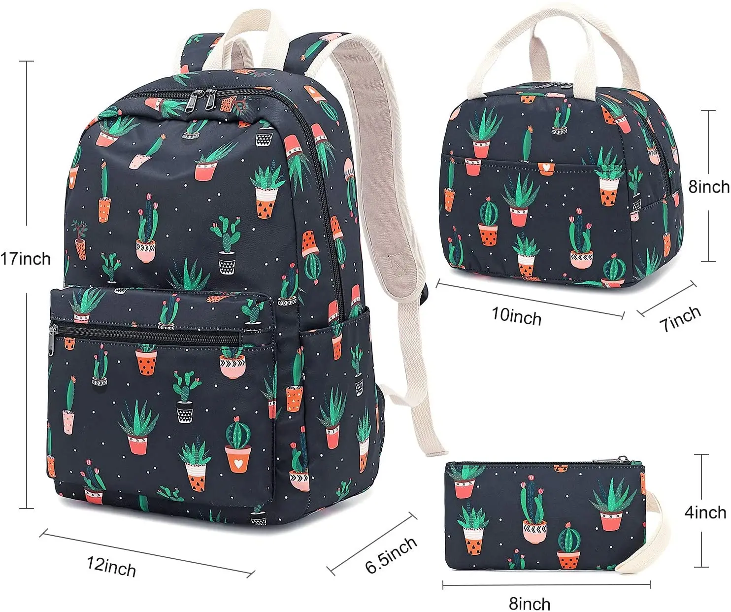 Teen Girls Backpack School Book Bag Set with Lunch Box and Pencil Case ...