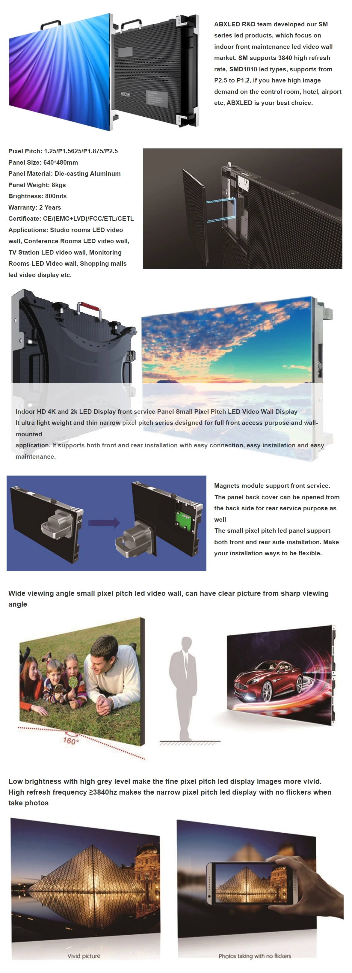 Small Pitch Pixel Led Video Wall Indoor P2.5 P3 P3.076 P4 3840hz 640x ...