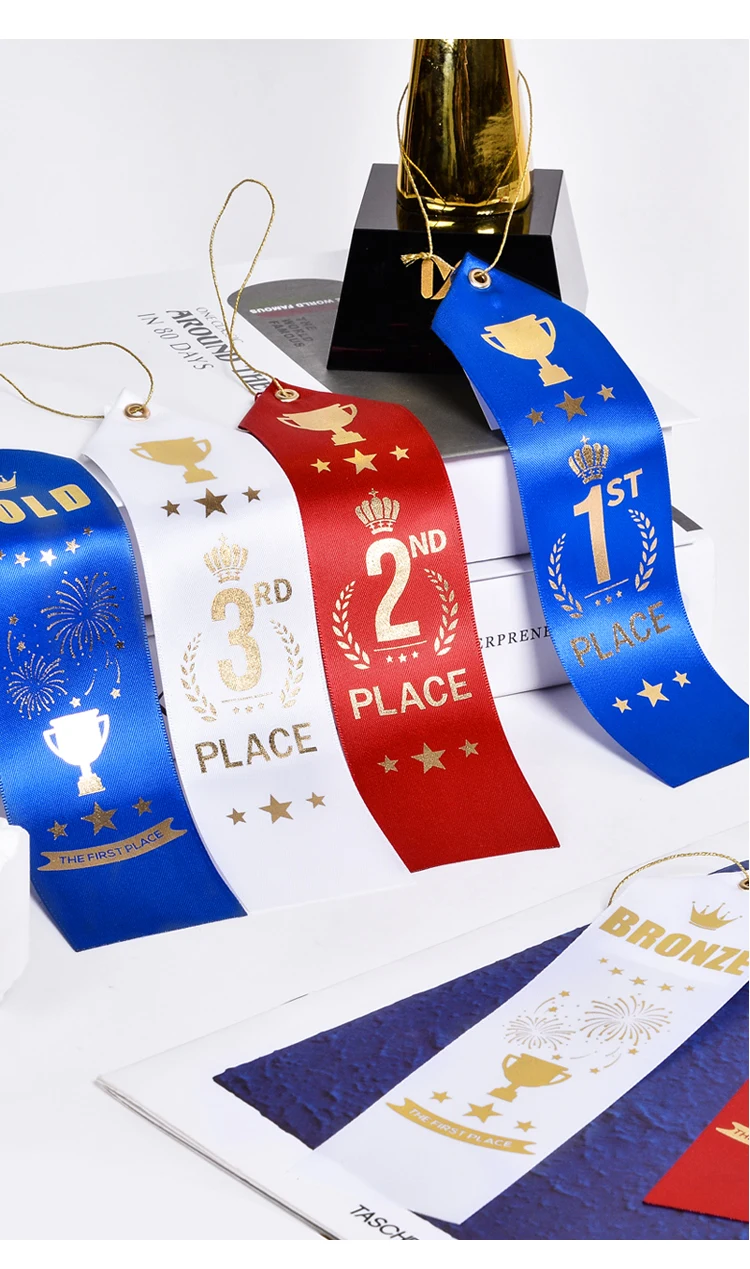 YAMA Ribbon Big Size 1st 2nd 3rd Place Gold Silver Bronze Trophy Flat ...